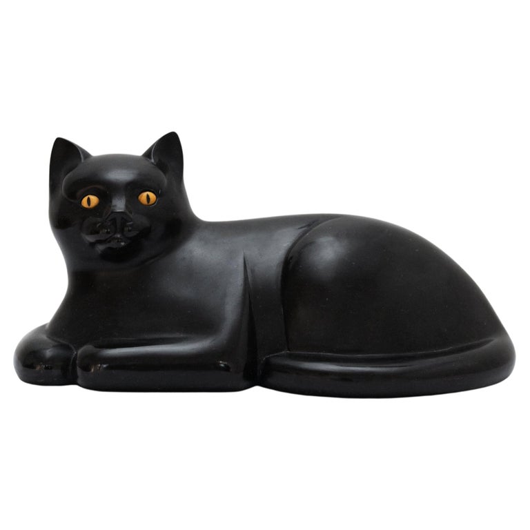 Sculpture en marbre du chat noir "Le Chat" de François-Xavier Lalanne ...