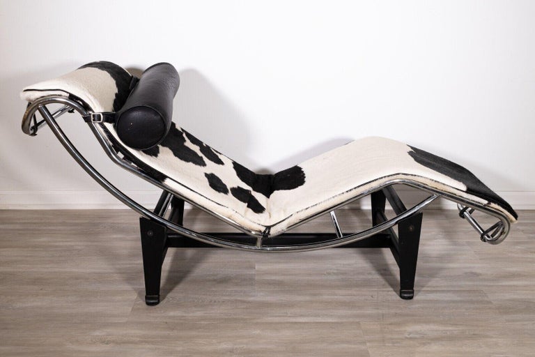 Le Corbrusier Chaise Pony Hair Lounge Chair Italy at 1stDibs