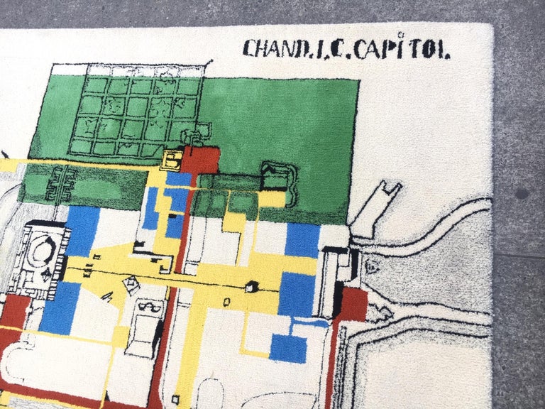 Le Corbusier Chandigarh Capitol Map Wool Rug For Sale at 1stDibs