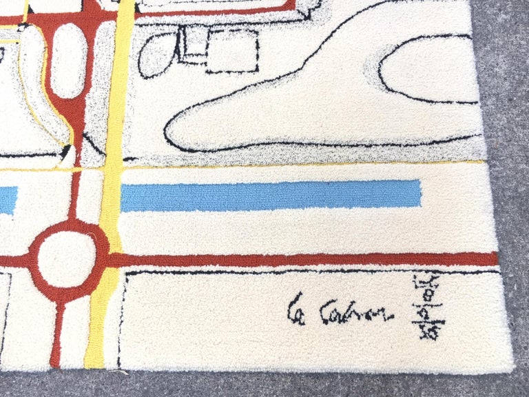 Le Corbusier Chandigarh Capitol Map Wool Rug For Sale at 1stDibs