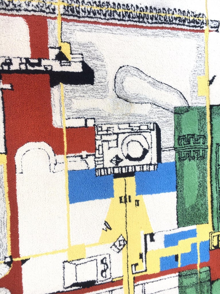 Le Corbusier Chandigarh Capitol Map Wool Rug For Sale at 1stDibs