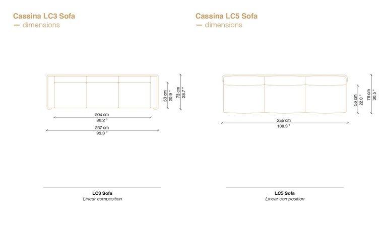 Le Corbusier for Cassina LC3 Downfilled White Leather LC3 Grande Sofa ...