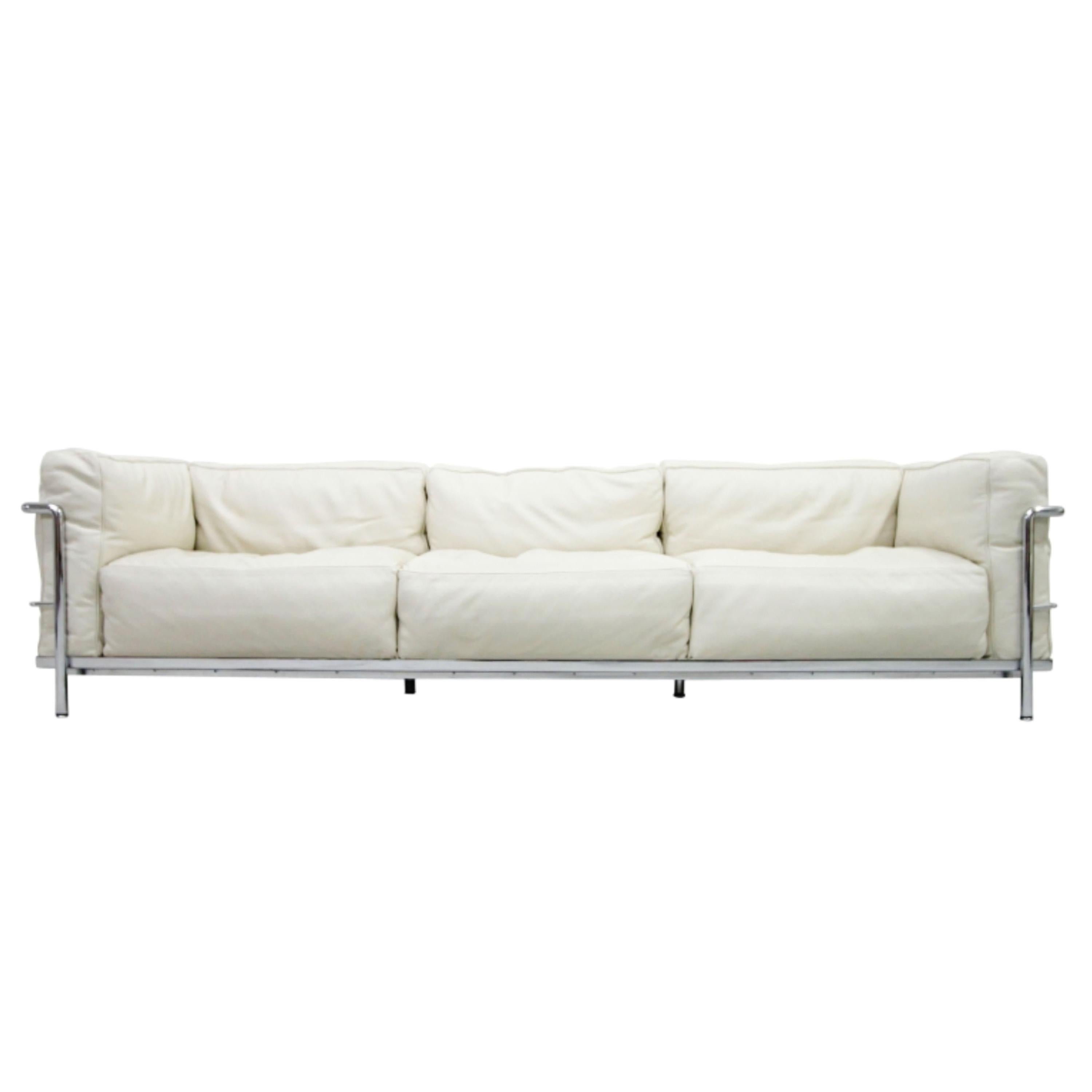 Le Corbusier for Cassina LC3 Downfilled White Leather LC3 Grande Sofa ...