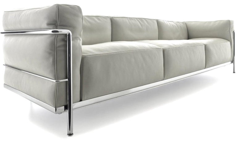 Le Corbusier LC3 Grand Confort 3-Seat Sofa, White Leather, Down ...