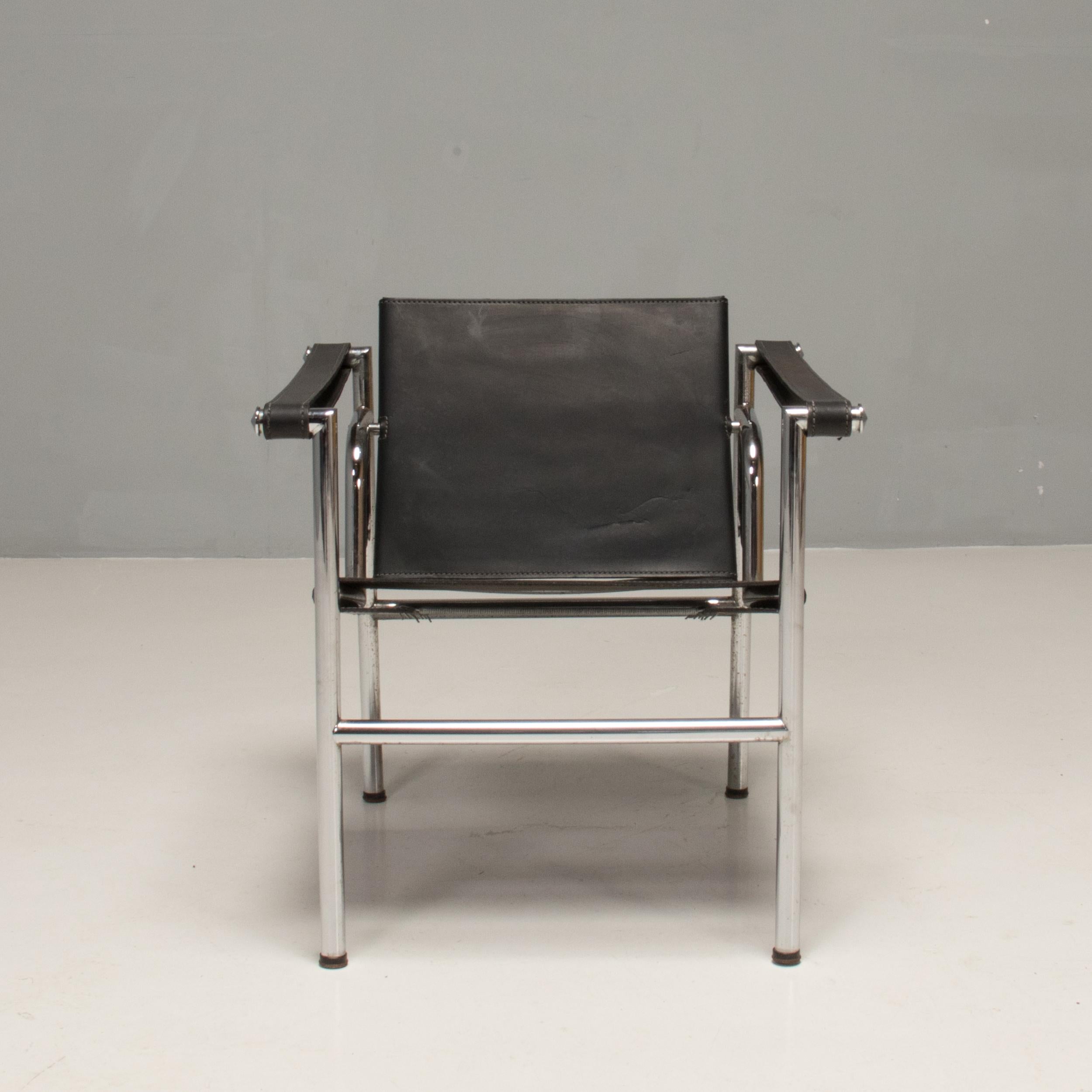 Le Corbusier, Pierre Jeanneret and Charlotte Perriand Silla LC1 negra de Cassina en venta en 1stDibs