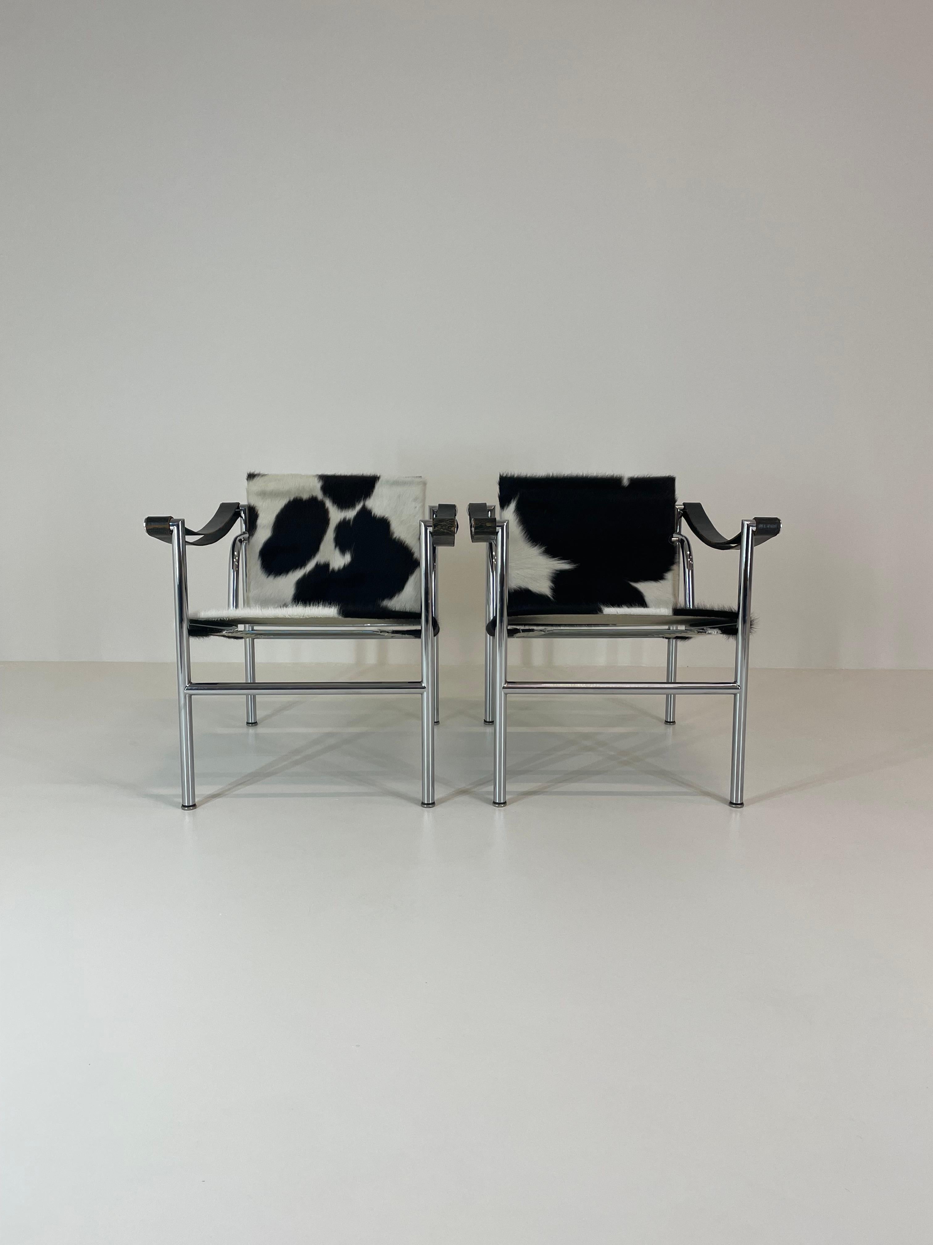 Le Corbusier, Pierre Jeanneret, Charlotte Perriand Pair of LC1 Chairs by Cassina at 1stDibs