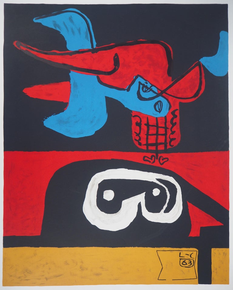 Le Corbusier - Bull and Man - Original Lithograph Poster (Mourlot 1963 ...