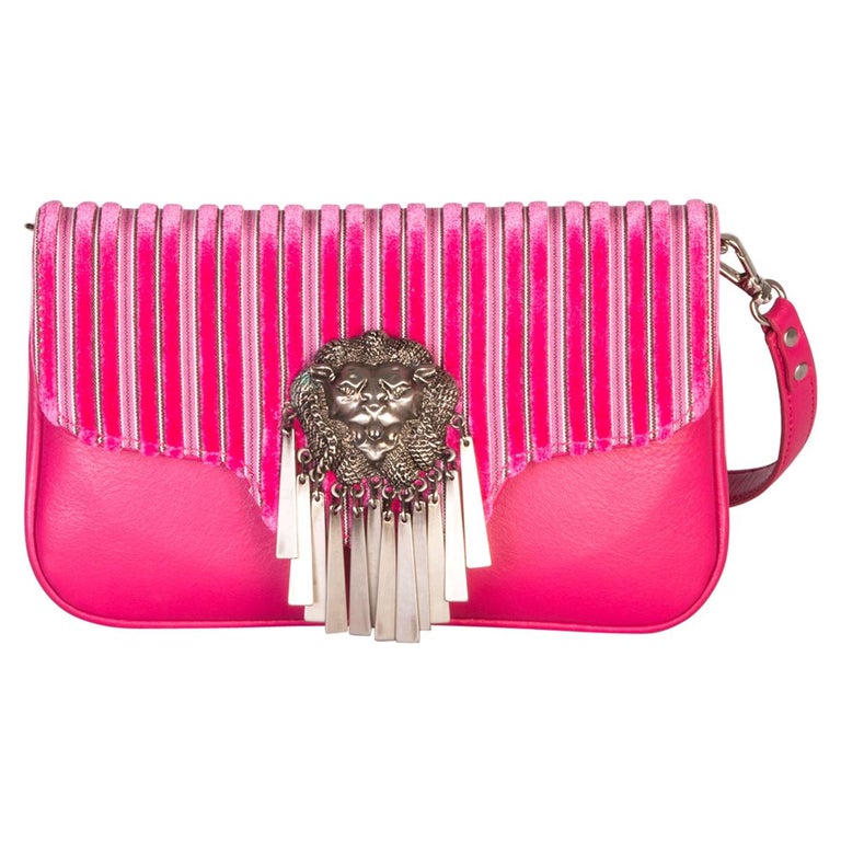 Le Deff fucsia leather and velvet shoulder bag For Sale at 1stDibs