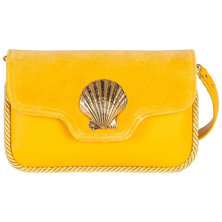 Le Deff yellow leather suede shoulder bag For Sale at 1stDibs