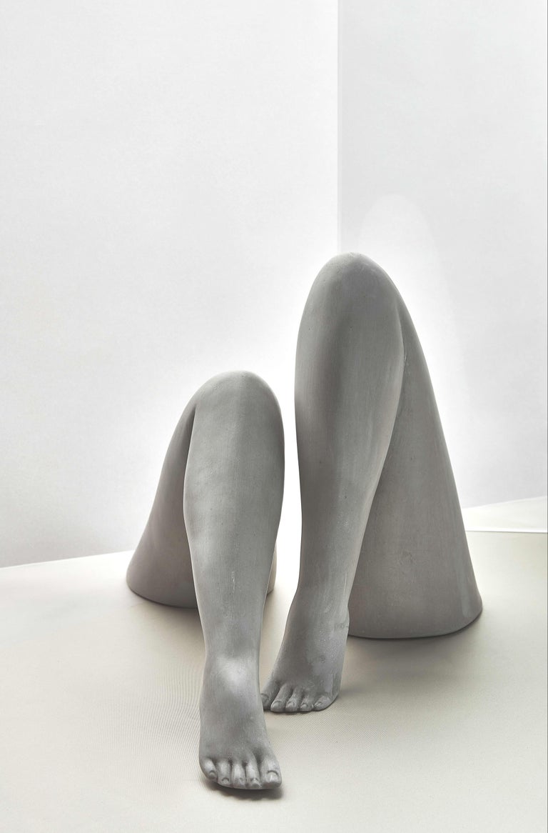 Le Gambe Small Sculpture Hand-Crafted Stone Leg Statue For Sale at 1stDibs
