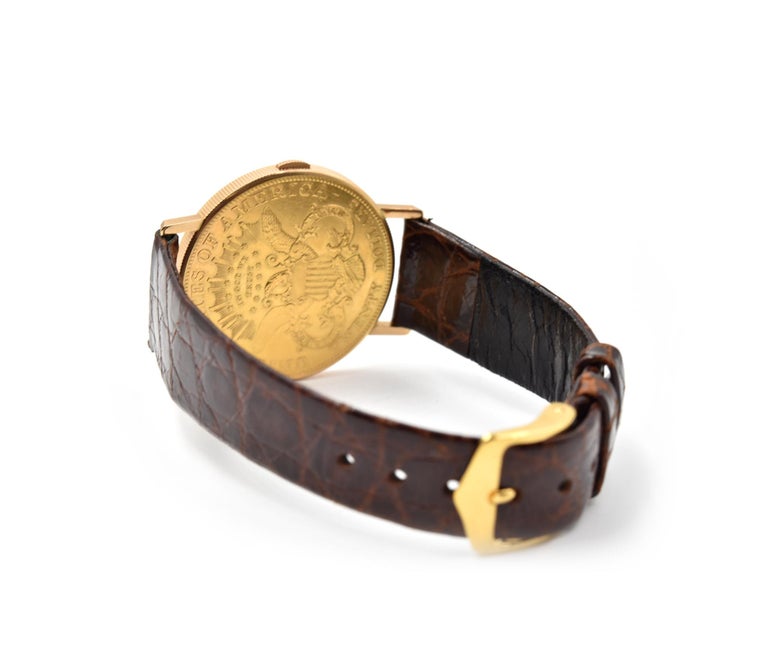 Le Jour 18 Karat Yellow Gold Liberty Coin Watch on Strap at 1stDibs ...