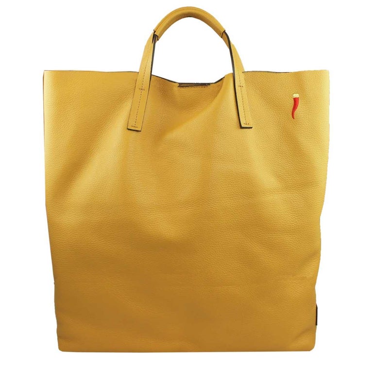 Le Moki Ecru Leather Shopping Bag For Sale at 1stDibs