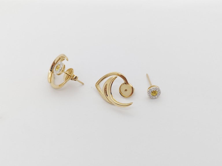 Le Phoenix over the Moon Yellow Sapphire and Diamond Earrings 18k Gold ...