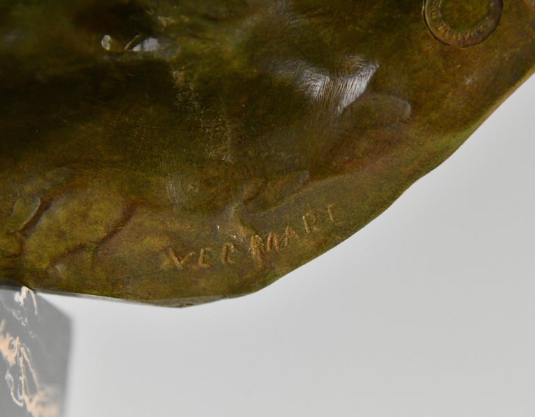 Le Rhone Art Deco bronze sculpture of a man signed by André César ...