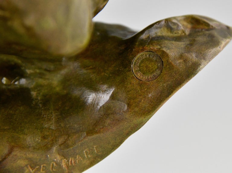 Le Rhone Art Deco bronze sculpture of a man signed by André César ...