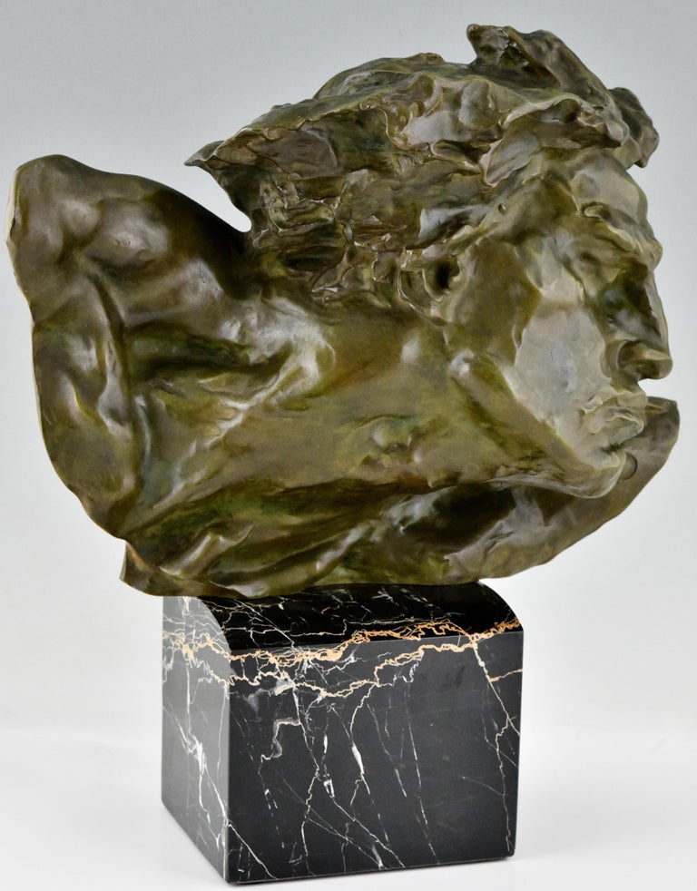 Le Rhone Art Deco bronze sculpture of a man signed by André César ...