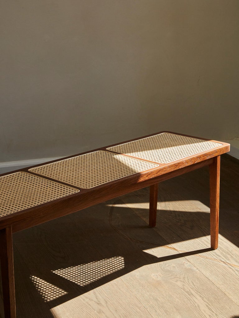 'Le Roi Bench' by Norr11 Smoked Oak and Rattan For Sale at 1stDibs