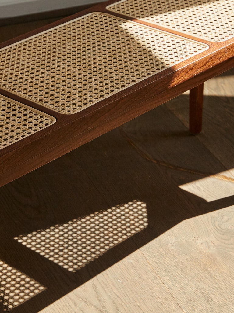 'Le Roi Bench' by Norr11 Smoked Oak and Rattan For Sale at 1stDibs