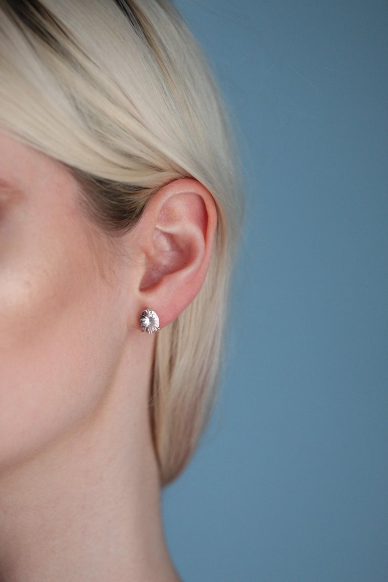 Le Ster 3 Carat Morganite Stud Earrings Platinum For Sale at 1stDibs