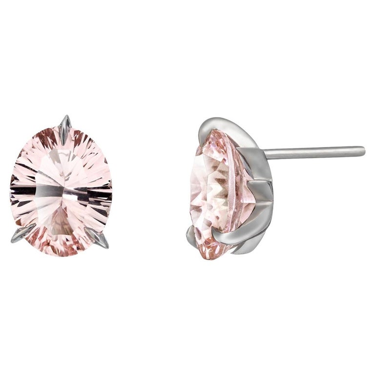 Le Ster 3 Carat Morganite Stud Earrings Platinum For Sale at 1stDibs