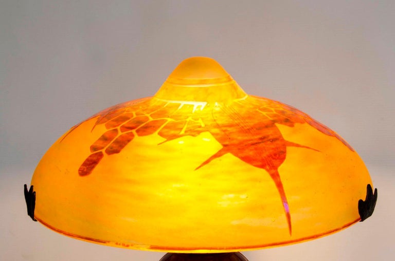 Le Verre Francais Cameo Glass Lamp For Sale at 1stDibs