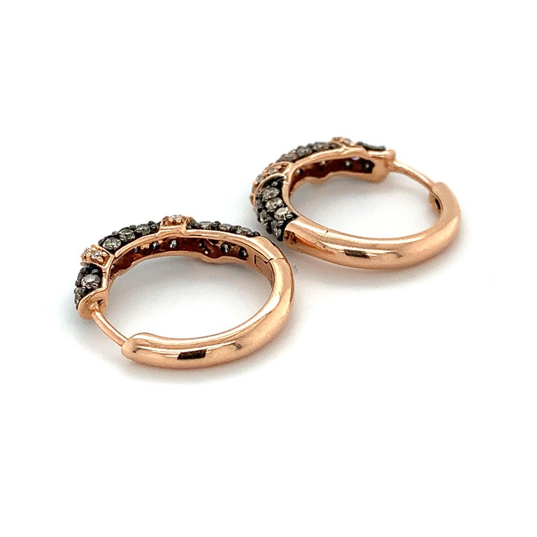 Le Vian 14k Rose Gold Chocolate Diamonds and Vanilla Diamond Hoop ...