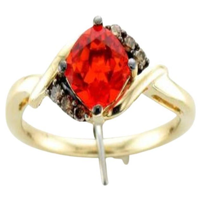 Chocolatier Ring Featuring 1/2 Cts. Neon Tangerine Fire Opal, 1/15 Cts ...