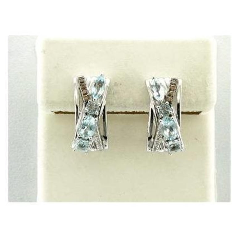 Le Vian Earrings Featuring 1 1/2 Cts. Sea Blue Aquamarine, 1/15 Cts ...