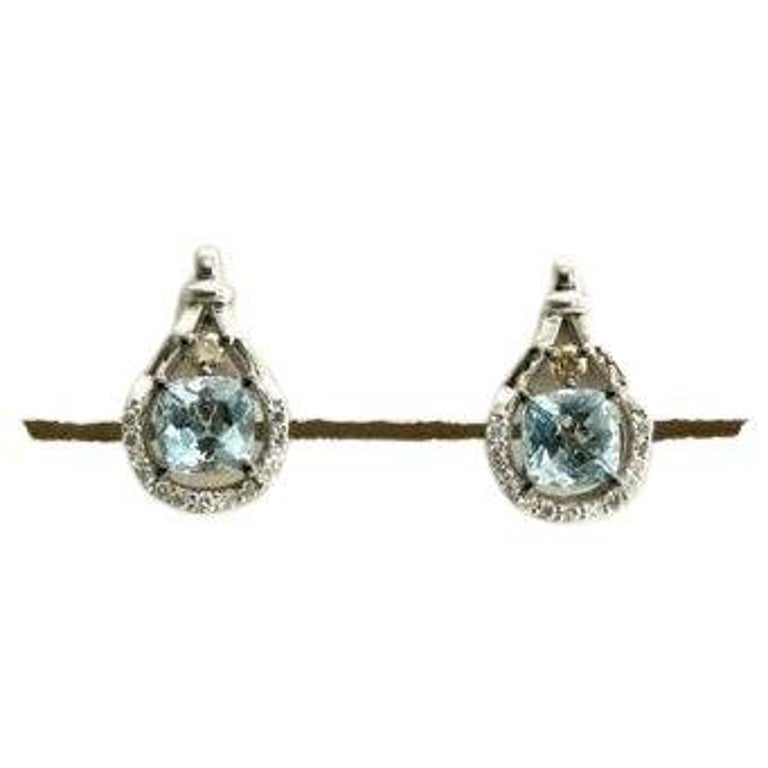 Le Vian Earrings Featuring 7/8 Cts. Sea Blue Aquamarine, 1/15 Cts ...