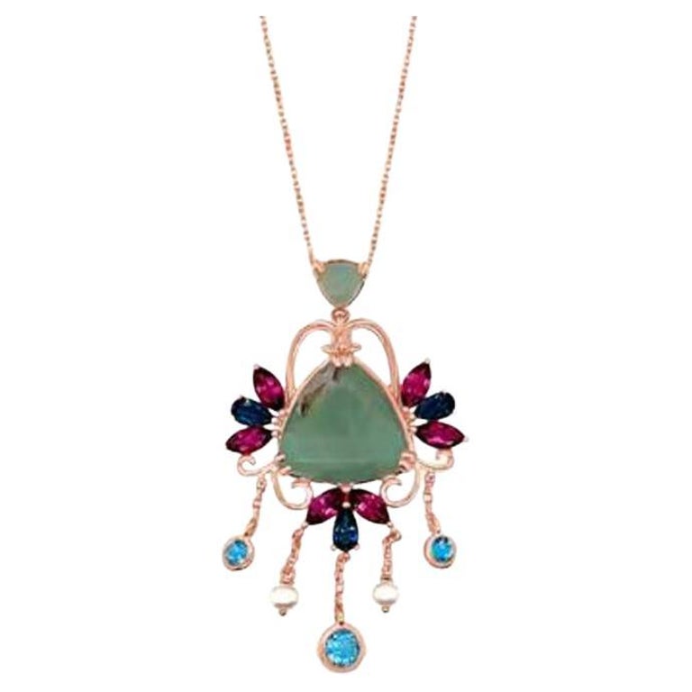 Le Vian Pendant Featuring Peacock Aquaprase, Blue Topaz, Raspberry ...