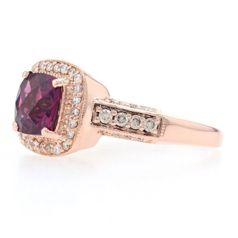 Le Vian Rhodolite Garnet and Diamond Halo Ring Rose Gold, 14k Cushion ...