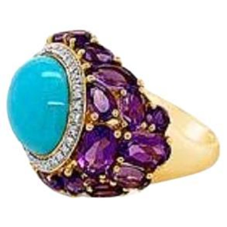 Le Vian Ring featuring Grape Amethyst, Robins Egg Blue Turquoise ...