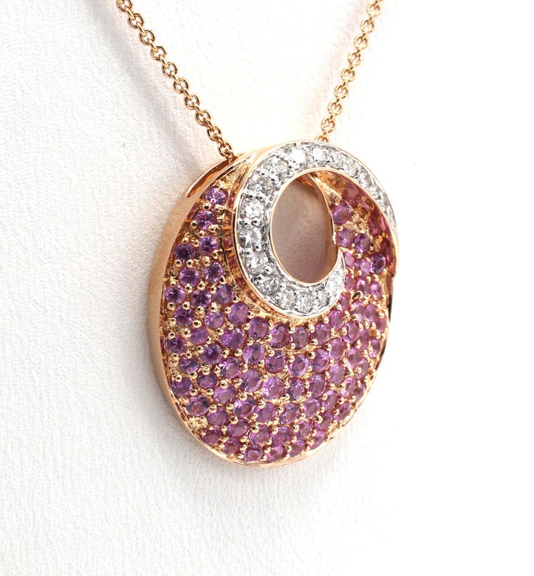 Le Vian Rose Gold Pink Sapphire and Diamond Pave Dangle Drop Necklace ...