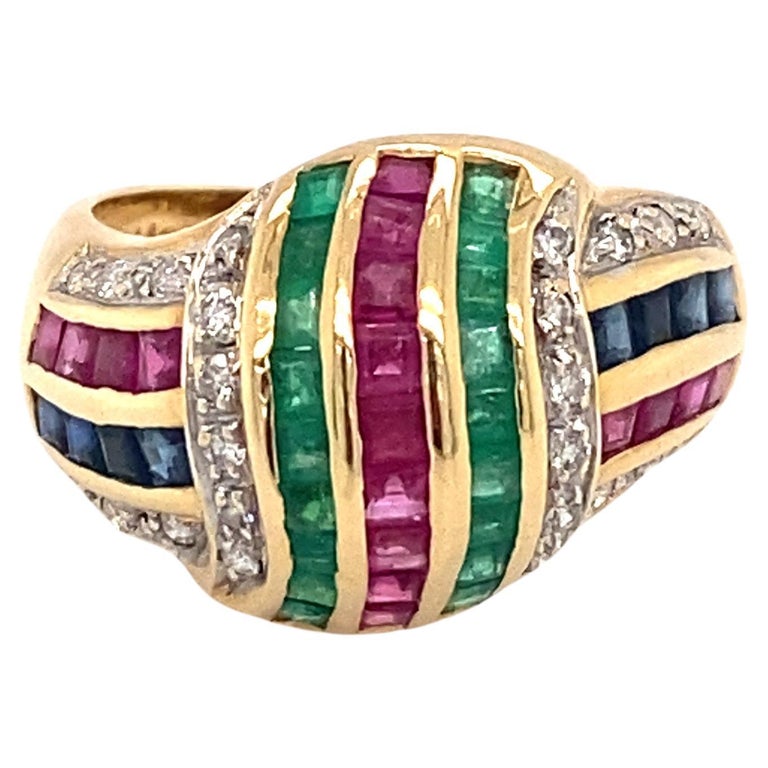 Le Vian Tutti Frutti Style Multi-Gemstone Knot Design Ring in 18 Karat Gold For Sale at 1stDibs