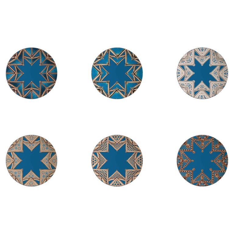 Le Volte Celesti, Six Contemporary Decorated Porcelain Bread Plates For ...