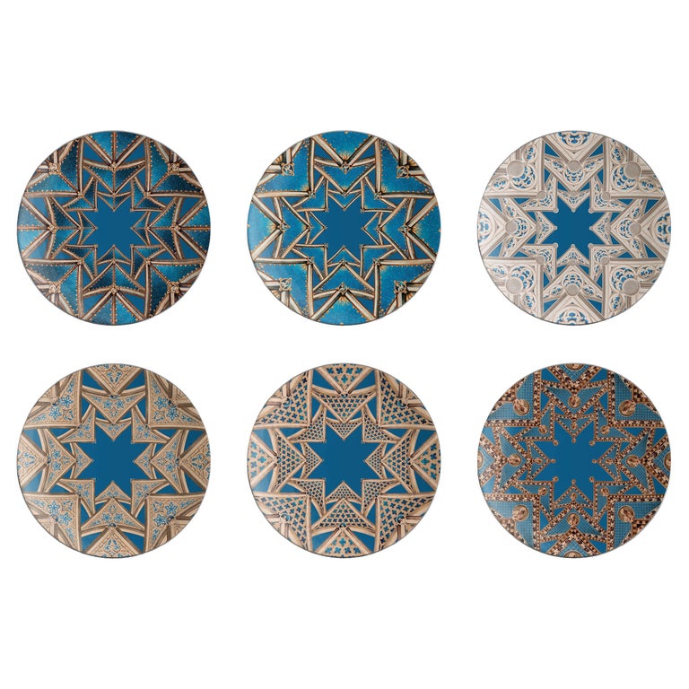 Le Volte Celesti, Six Contemporary Porcelain Plates with Decorative ...