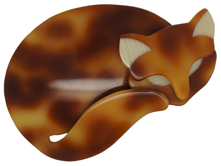 Lea Stein Gomina Cat Pin Brooch Bakelite Orange Tortoiseshell Mid ...