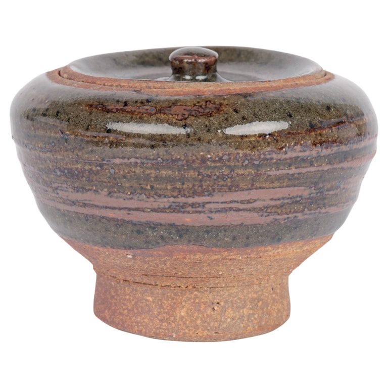 Leach Pottery Studio Pottery Lidded Green Glazed Pot For Sale at 1stDibs