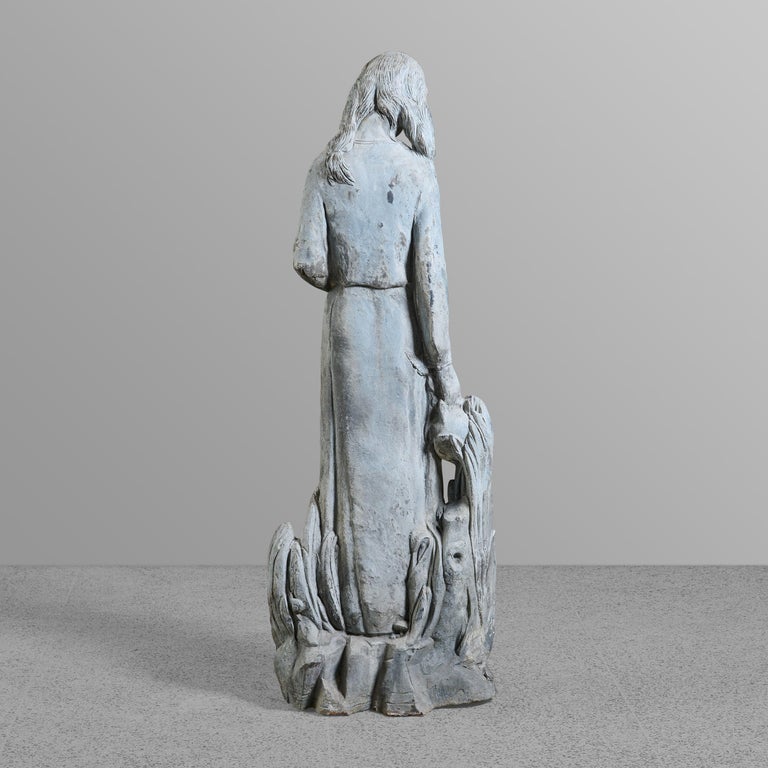 Lead Garden Statue of a Maiden from a Fountain For Sale at 1stDibs