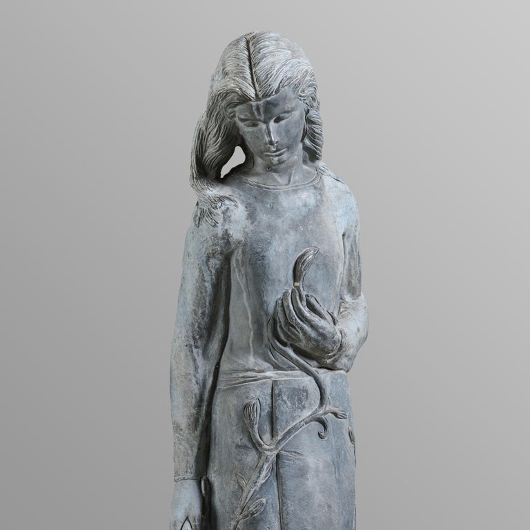 Lead Garden Statue of a Maiden from a Fountain For Sale at 1stDibs
