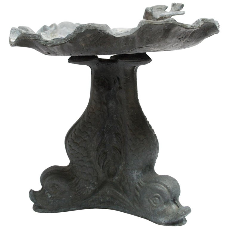 Lead Stephen C. Markham Dolphin Bird Bath For Sale at 1stDibs
