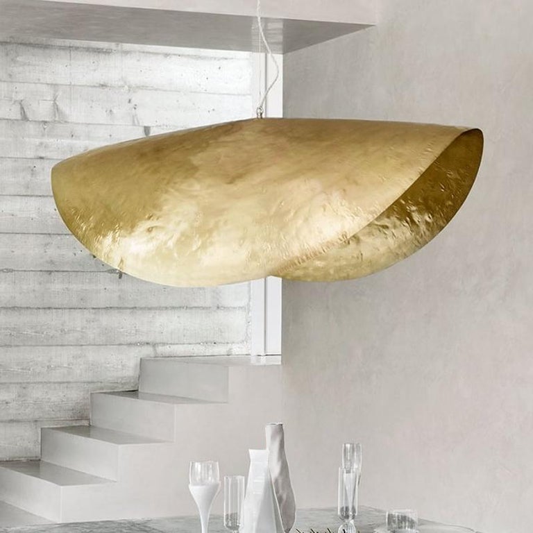 Leaf Gold Large Suspension in Matt Brass For Sale at 1stDibs