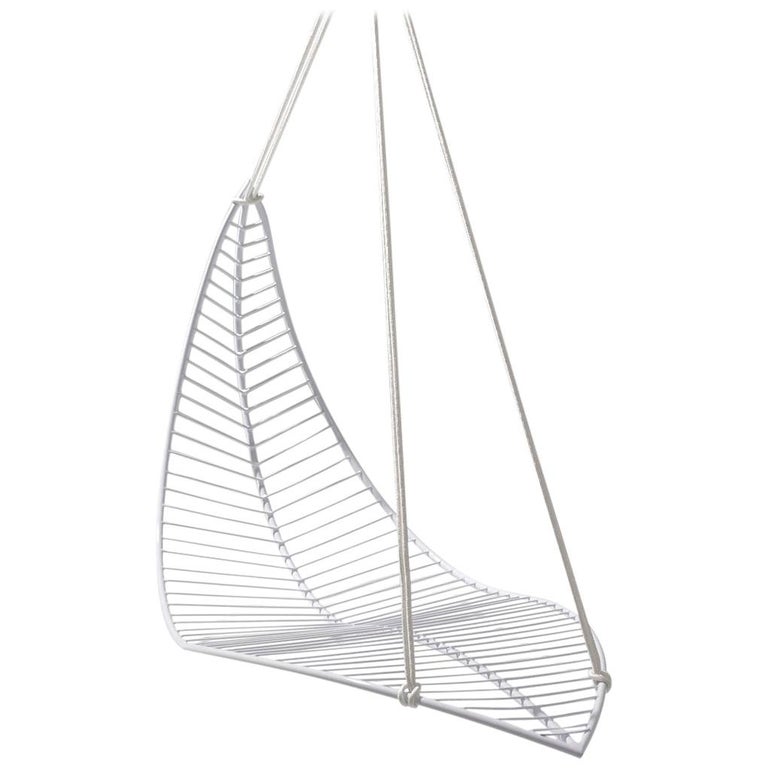 Leaf Hanging Swing Chair Modern Steel In / Outdoor White For Sale at ...