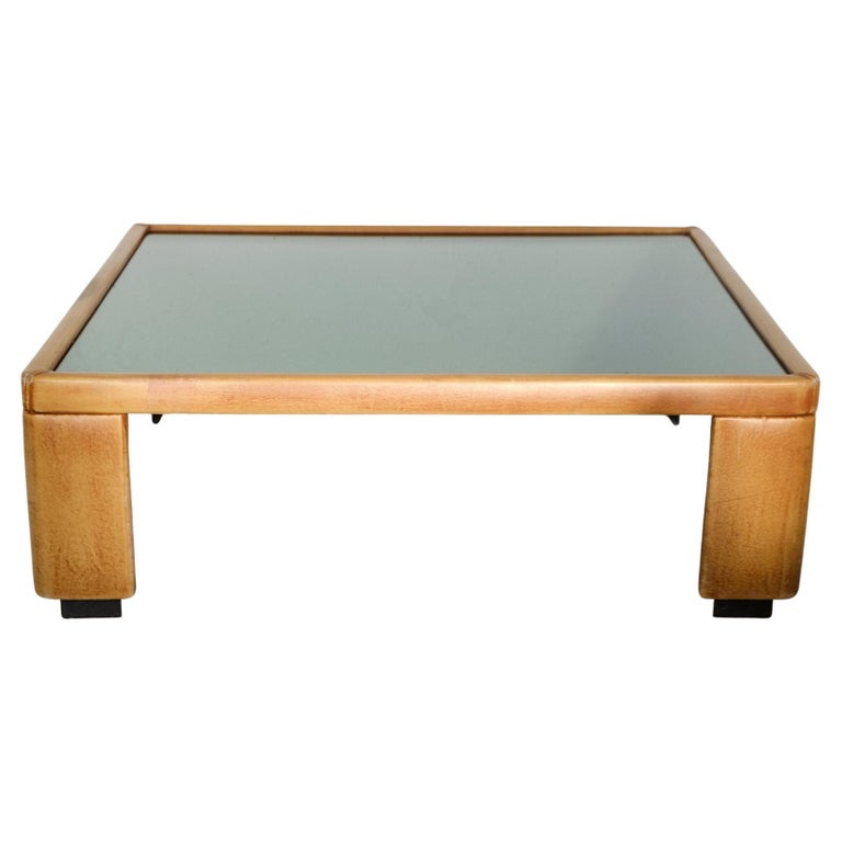 Leather and Mirrored Glass Coffee Table by Luigi Massoni for Poltrona ...