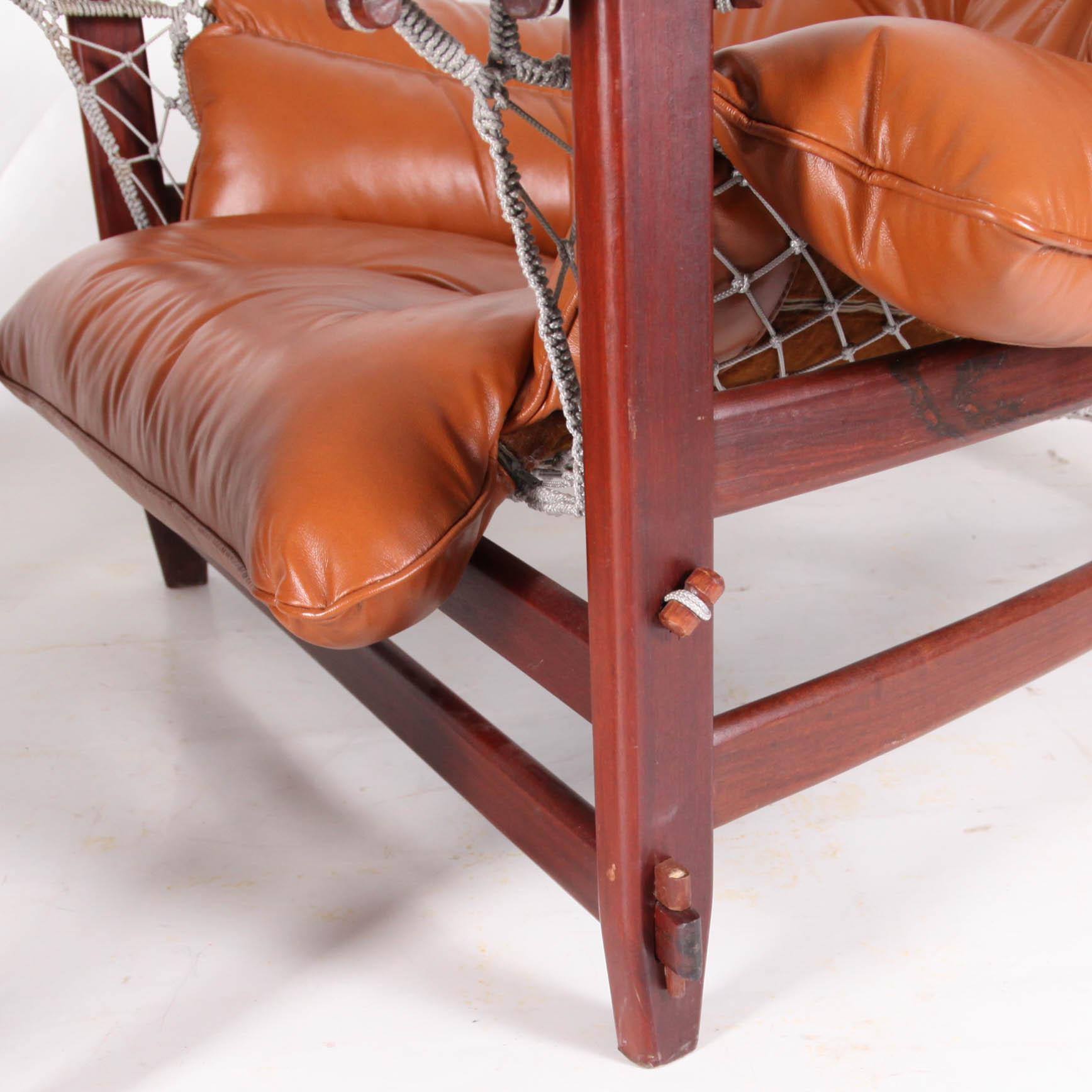 Leather and Rope Vintage Style Chair For Sale at 1stDibs