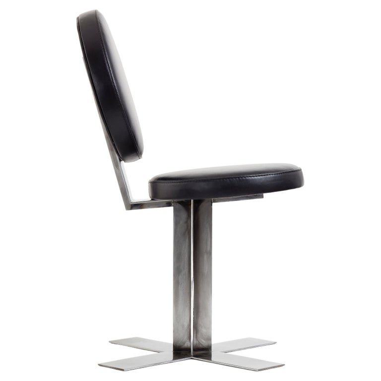 Leather and Steel Mid-Century Modern Chair For Sale at 1stDibs