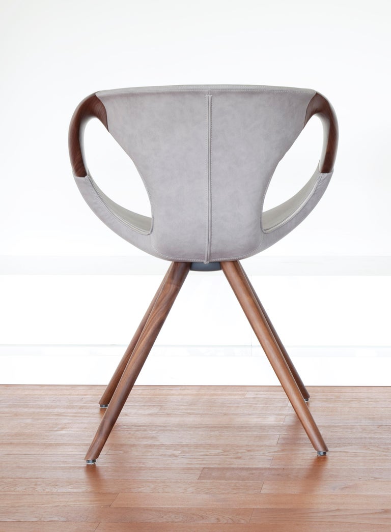 Leather and Walnut Contemporary Designer Dining Room Chairs, Up Chair ...