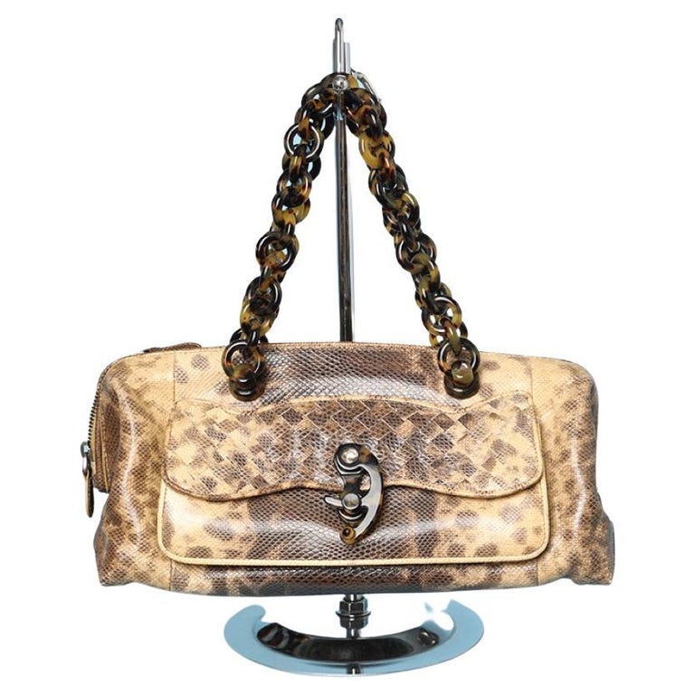 Leather bag with python pattern and shoulder straps Bottega Veneta For ...