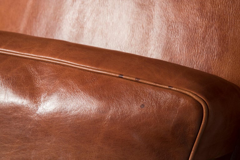 Leather Baxter Armchairs with Poufs Set of 4 Pieces For Sale at 1stDibs