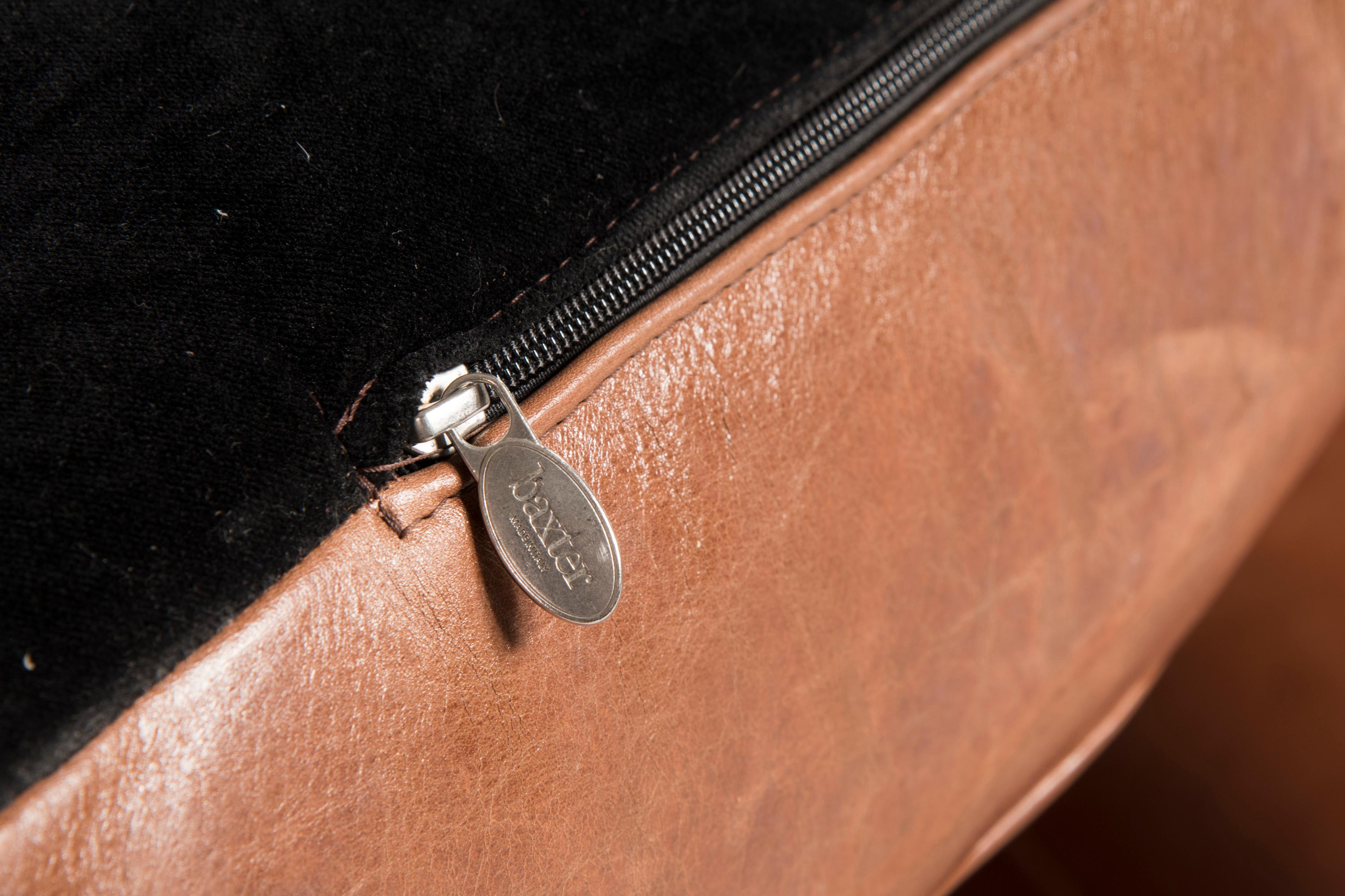 Leather Baxter Armchairs with Poufs Set of 4 Pieces For Sale at 1stDibs